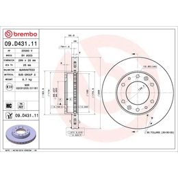 Brembo Bremsscheibe COATED DISC LINE 09.D431.11 vorne rechts links bel&uuml;ftet 299mm f&uuml;r HYUNDAI 5176159000