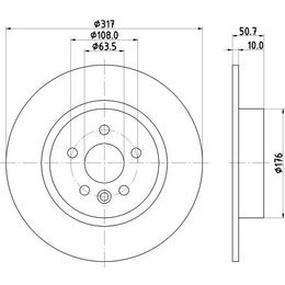 Hella Bremsscheibe PRO High Carbon 8DD 355 131-851 hinten rechts links voll 317mm f&uuml;r LAND ROVER LR072016
