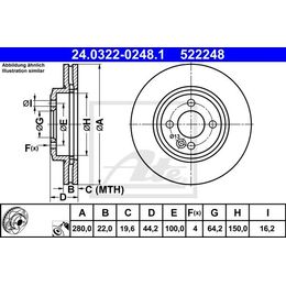 ATE Bremsensatz-Vorn und hinten SG00000DR4 Bremsensatz, Scheibenbremse vorne rechts links bel&uuml;ftet 280mm f&uuml;r MINI BMW 34116858651 34116771838 34116771