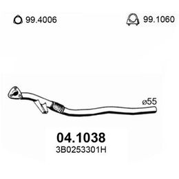 Asso Abgasrohr 04.1038 vorne f&uuml;r SKODA VW AUDI 8D0253301CH 8D0253301Q 3B0253301H