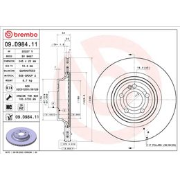 Brembo Bremsscheibe 09.D984.11 hinten rechts links bel&uuml;ftet 345mm f&uuml;r MERCEDES-BENZ 167423890007 A1674238900 1674238900