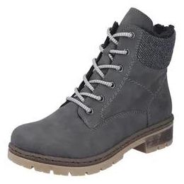 Winterstiefelette Rieker, Damen, Gr. 39, grau (dunkelgrau), Lederimitat, Textil, Schuhe Winterstiefelette, Schn&uuml;rboots, Stiefelette, Blockabsatz, mit Innen-Rei&szlig;verschluss