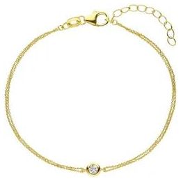 Armband Jobo, gold (goldfarben, wei&szlig;), Armb&auml;nder, Damen, 19cm, Silber 925 (Sterlingsilber), Armband, 925 Silber vergoldet mit Zirkonia