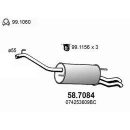 Asso Endschalld&auml;mpfer 58.7084 f&uuml;r VW AUDI 7D0253609 074253609BC 074253609AL