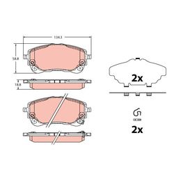 TRW Bremsbelagsatz, Scheibenbremse GDB2349 vorne rechts links mit Zubeh&ouml;r f&uuml;r LEXUS TOYOTA GA5019 04465-0W250