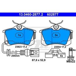 ATE Bremsensatz, Scheibenbremse Bremsensatz-Vorn und Hinten SG00000DML Hinterachse bel&uuml;ftet 288mm 9mm f&uuml;r VAG SEAT Skoda