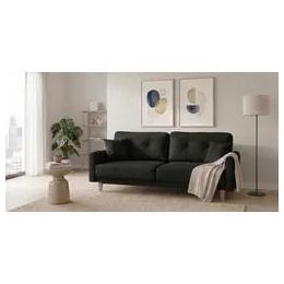3-Sitzer Home Affaire "TRIPLO optionale Schlafsofa mit Bettkasten, Ma&szlig;e B/T/H: 215/100/89 cm", schwarz, B:215cm H:89cm T:100cm, 100% Polyester, Sofas, Wahlweise Bettfunktion - Liegefl&auml;che 145x191 cm, R&uuml;cken-, Zierkissen