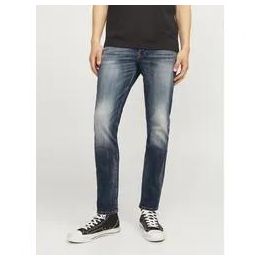Jack & Jones Slim-fit-Jeans JACK & JONES "JJIGLENN JJLUKE GE 938 NOOS", Herren, Gr. 32, L&auml;nge 30, blau (blau denim), Denim/Jeans, Obermaterial: 98% Baumwolle, 2% Elasthan, Abriebeffekte, slim fit kn&ouml;chellang, Jeans Slim-fit-Jeans