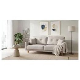 3-Sitzer Home Affaire "TRIPLO optionale Schlafsofa mit Bettkasten, Ma&szlig;e B/T/H: 215/100/89 cm", beige (creme), B:215cm H:89cm T:100cm, 100% Polyester, Sofas, Wahlweise Bettfunktion - Liegefl&auml;che 145x191 cm, R&uuml;cken-, Zierkissen