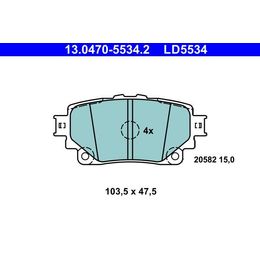 ATE Bremsbelagsatz, Scheibenbremse 13.0470-5534.2 hinten rechts links f&uuml;r LEXUS TOYOTA SUBARU 04466F4020 04466-52210 04466-12161