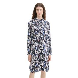 Tom Tailor Damen Tom Tailor Blusenkleid mit Allover-Print blau 34, N-Gr