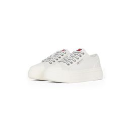 Tommy Jeans Damen Plateausneaker &raquo;TJW FOXING VULC LC LEATHER&laquo; , Freizeitschuh, Halbschuh, Schn&uuml;rschuh, Kontrast-Schn&uuml;rsenkel beige 42