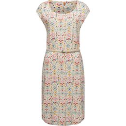 Shirtkleid Ragwear "Lilithe Ikat", Damen, Gr. XXL (44), Normalgr&ouml;&szlig;en, beige, Material: 50% Baumwolle, 50% Modal, figurbetont knieumspielend, Rundhals, &Auml;rmel ohne &Auml;rmelschlitz normaler Saum, Kleider Shirtkleid, stylisches Damen Sommerkleid mit Tailleng&uuml;rtel