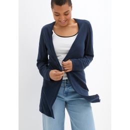 bonprix Damen bonprix Strickjacke lockere Passform, Slub-Strick, Casual Stil, aus Baumwolle blau 40/42 (M)