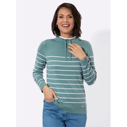 WITT WEIDEN Stehkragen-Pullover in jade-ecru-geringelt | Gr.: 36