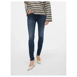 V&eacute;ro Moda Slim-fit-Jeans VERO MODA "VMLUX MR SLIM JEANS RI392 GA NOOS", Damen, Gr. M (38), L&auml;nge 30, blau (dunkelblau denim detail:tinted), Denim/Jeans, Obermaterial: 92% Baumwolle, 6% Elastomultiester, 2% Elasthan, slim fit, Jeans Slim-fit-Jeans
