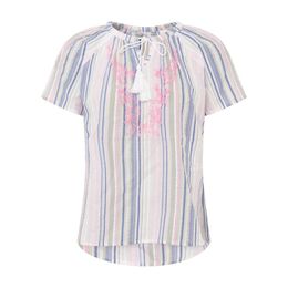 Zwillingsherz Damen Kurzarmbluse &raquo;"Summer Stripes"&laquo; Streifen, Tunnelzug und Tasseln, kurzarm L/XL