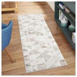 Teppich Carpet City "ANTIK231", beige (creme), B:80cm H:10mm L:300cm, Polyester, Teppiche, Teppich, Kurzflor, 3D-Optik, Klassisch-Modern f&uuml;r Wohnzimmer, Schlafzimmer