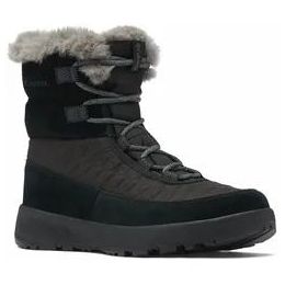 Snowboots Columbia "SLOPESIDETM PEAK LUXE", Damen, Gr. 38,5, schwarz (schwarz, graphite), Leder, Synthetik, Schuhe Snowboots, gef&uuml;ttert