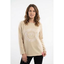 Zwillingsherz Damen Sweatshirt &raquo;""&laquo;, mit kreativer Brustgrafik beige L/XL (L/XL)