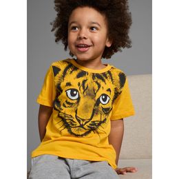Kidsworld Jungen Kidsworld T-Shirt &raquo;Mit tollem Druck: LITTLE TIGER&laquo; Kurzarm, Basic-Passform, mit peppigem Druck, Rundhalsausschnitt gelb 116/122