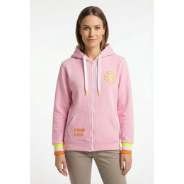 Zwillingsherz Damen Kapuzensweatjacke Regular-Fit, Kapuze, Langarm, Rei&szlig;verschluss, Neon-Details pink L/XL (L/XL)