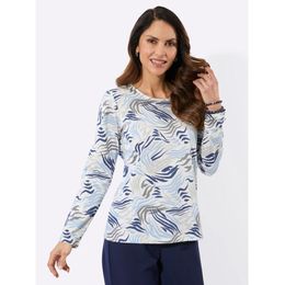WITT WEIDEN Druck-Shirt in ecru-rauchblau-bedruckt | Gr.: 44