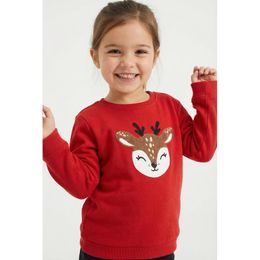 Blue Seven Damen Sweatshirt, mit weihnachtlichen Motiven rot 116