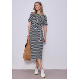 Street One Damen Street One Jerseykleid Ohne Taschen im Ringel-Look und mit seitlicher Bindung 40, N-Gr