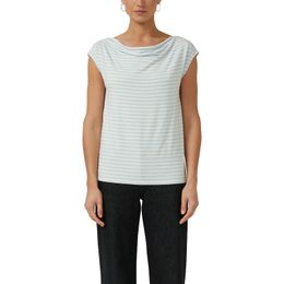 s.Oliver BLACK LABEL Damen s.Oliver BLACK LABEL T-Shirt mit Wasserfallausschnitt und Streifen-Design 40