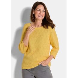 GOLDNER Halbarm Baumwollpullover mit Struktur in honig | Gr.: 38