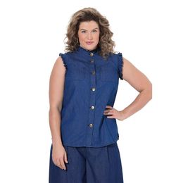 Ulla Popken Blusentop in blue denim | Gr.: 46-48