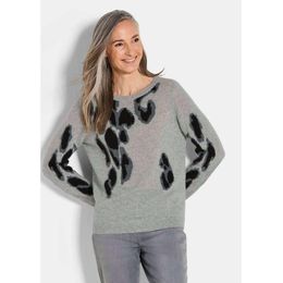GOLDNER Langarm Strickpullover im Leo-Design in grau / gemustert | Gr.: 42