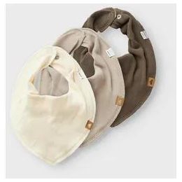 Dreieckstuch name it "NBNYVETTI 3P SCARF BIB NOOS", Baby, beige (pure cashmerepack:pack with bungee cord, summer sand), Fleece, Baumwollmischung, unifarben, Modet&uuml;cher, mit Druckknopf zum Verschlie&szlig;en