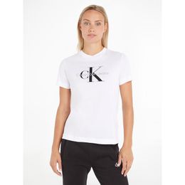 Calvin Klein Jeans Damen Rundhalsshirt &raquo;CORE MONOGRAM REGULAR TEE&laquo; 1 Stk. mit Monogramm wei&szlig; XXL (44)