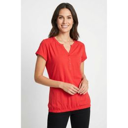 bonprix Damen bonprix T-Shirt &raquo;Baumwoll-Shirt, Kurzarm&laquo; l&auml;ssige Passform, Kurzarm, V-Ausschnitt, aus Baumwolle rot 56/58 (XXXL)