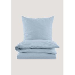 hessnatur Bettw&auml;sche-Set aus Bio-Baumwolle mit Leinen in nordisch blau | Gr.: 135-200-40-80