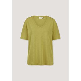 hessnatur T-Shirt Oversize aus Leinen und Bio-Baumwolle in sommermoos | Gr.: XS