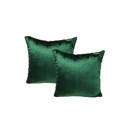JACK 2er Set Teddy Flausch Kissenh&uuml;lle Kissenbezug in Gr&uuml;n | Gr.: 50x50 cm