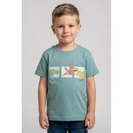 Blue Seven Jungen T-Shirt Basic-Passform, bedruckte Optik, Allover-Druck, aus reiner Baumwolle 134