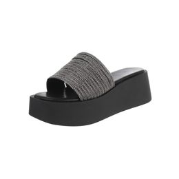 Ital-Design Sandale & Sandalette in Schwarz und Silber | Gr.: 41