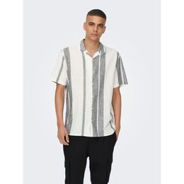 Only & Sons Only & Sons Herren ONLY & SONS Kurzarmhemd &raquo;ONSCAIDEN SS STRIPE LINEN RESORT NOOS&laquo; wei&szlig; XXL, N-Gr