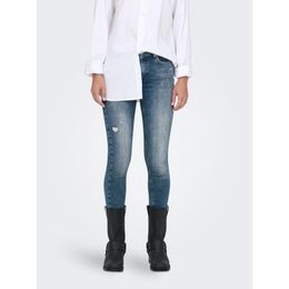 Skinny-fit-Jeans Only "ONLBLUSH MID SKIN ANK RW DNM REA593 NOOS", Damen, Gr. L (40), L&auml;nge 30, blau (special blau grau denim), Denim/Jeans, Obermaterial: 92% Baumwolle, 6% Elastomultiester, 2% Elasthan, unifarben, skinny fit kn&ouml;chellang, Jeans