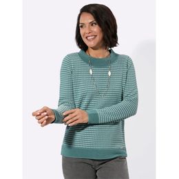 WITT WEIDEN Rundhals-Pullover in jade-ecru-gemustert | Gr.: 36