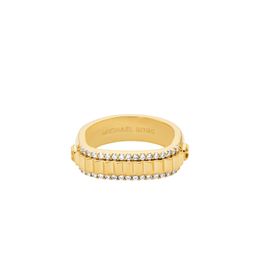 Fingerring Michael Kors "Schmuck Geschenk Metall PREMIUM" Gr. 17,5, gelbgoldfarben, kristallwei&szlig;, Fingerringe, Damen, 17,5, Metall, 6mm, Fingerring, mit Zirkonia (synth.)