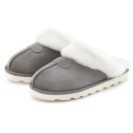 Vivance Dreams Damen Pantolette &raquo;Pl&uuml;sch Hausschuh, Pantoffeln, Clogs, Schlappen, Hausschuh,&laquo; mit Warmfutter VEGAN grau 40