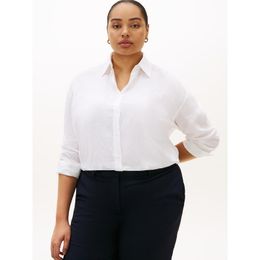 Tommy Hilfiger Curve Damen Langarmbluse &raquo;CRV ESS LINEN ROUND HEM SHIRT&laquo; in gro&szlig;en Gr&ouml;&szlig;en, oversize 50