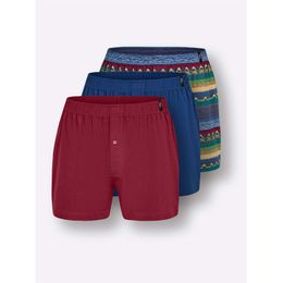 WITT WEIDEN Boxershorts in jeansblau-bedruckt + dunkelblau + kirsche | Gr.: 5