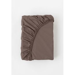 Mela Perkal Spannbetttuch Style KASOL in mocca | Gr.: 180-200 x 200 cm