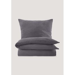 hessnatur Musselin Bettw&auml;sche-Set in anthrazit | Gr.: 200 x 200 + 2 x 80 x 80 cm